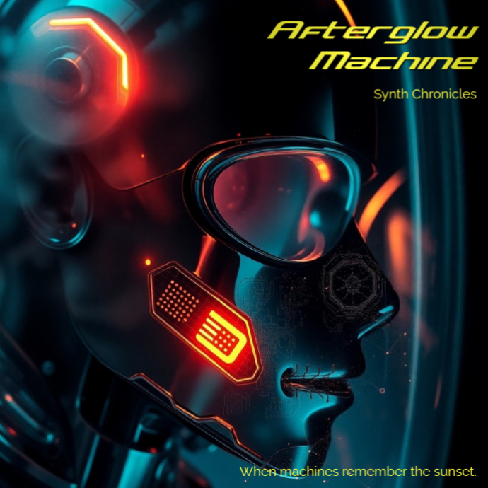 Retro-Futuristic Robot Head Melted Glass Album Cover Template for Synth ...