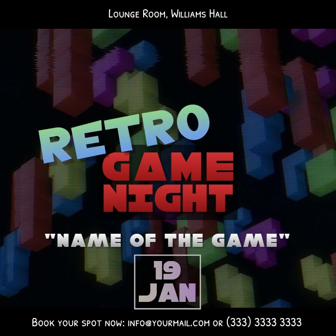 Retro game night video ad Template | PosterMyWall