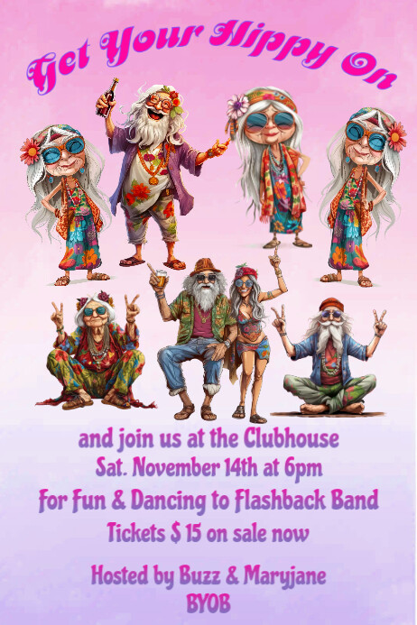 Retro Hippy Party Invitation Template | PosterMyWall