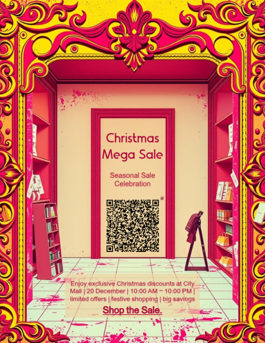 Retro Maximalist Christmas Sale Flyer Template | PosterMyWall