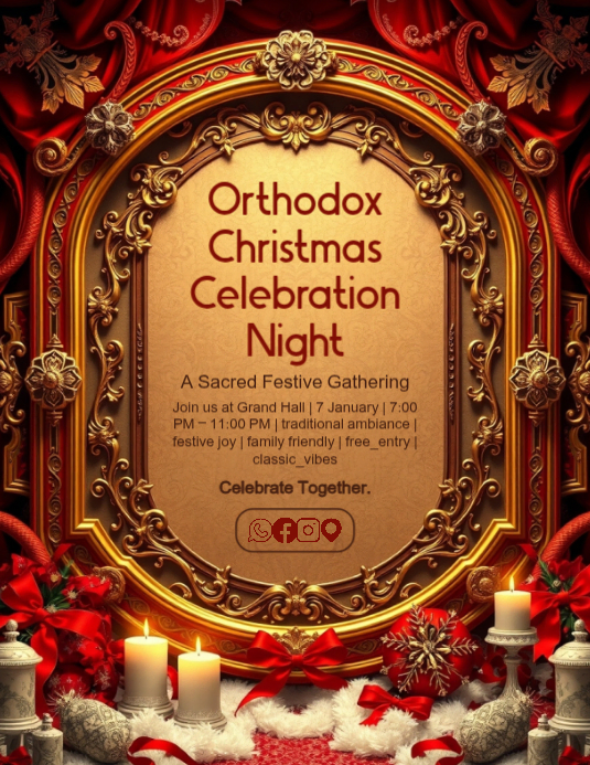 Retro Maximalist Orthodox Christmas Flyer Template for Official Brand ...