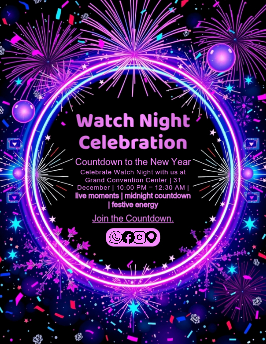 Retro Maximalist Watch Night Flyer Template | PosterMyWall