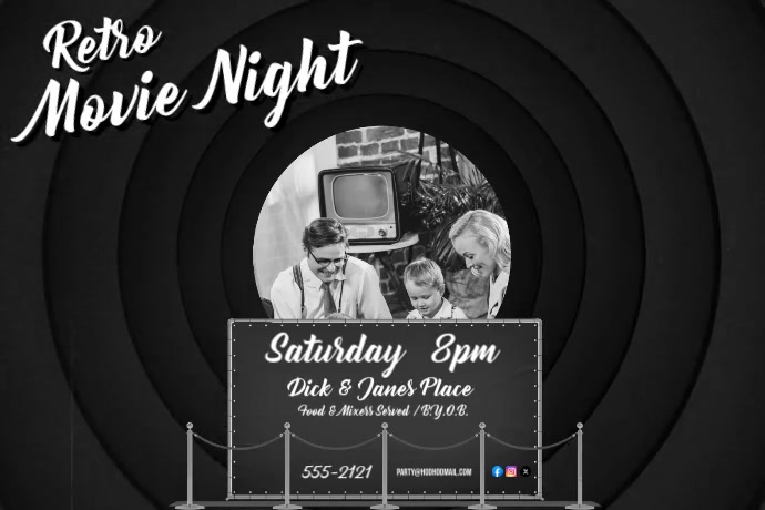 RETRO MOVIE NIGHT INVITATION VIDEO Template | PosterMyWall
