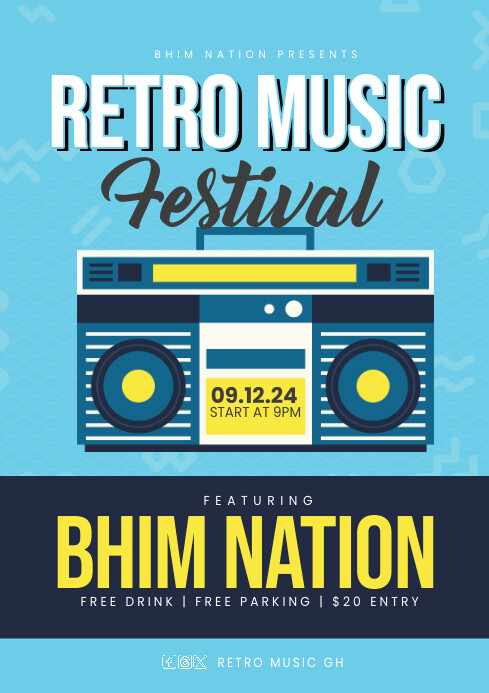 Retro Music Festival Poster Template | PosterMyWall