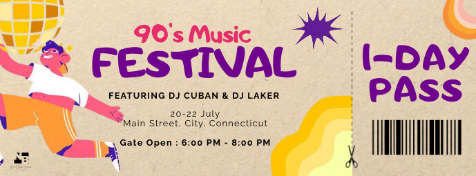 Retro Music Festival Ticket Template | PosterMyWall