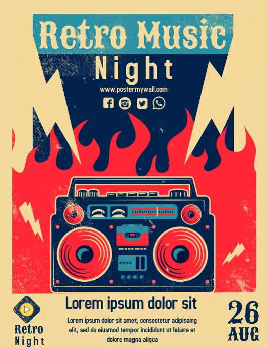 Retro Music Night Post Template | PosterMyWall