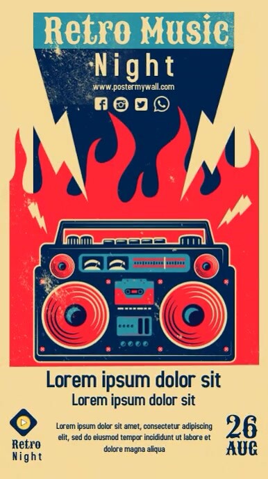 Retro Music Night Post Template | PosterMyWall