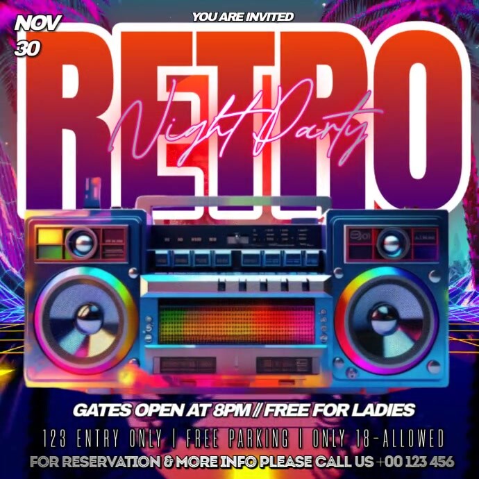 Retro night party Template | PosterMyWall