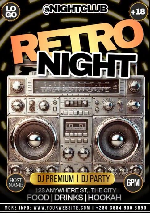 Retro Night Party Template | PosterMyWall