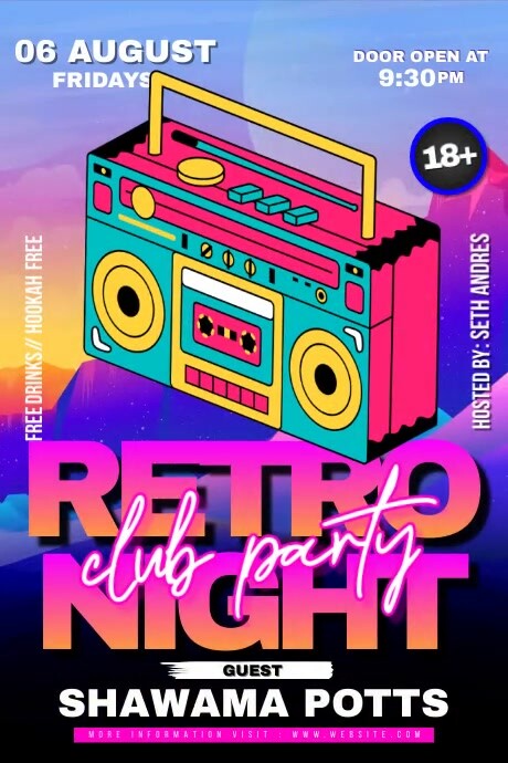 Plantilla de Retro Night Party | PosterMyWall