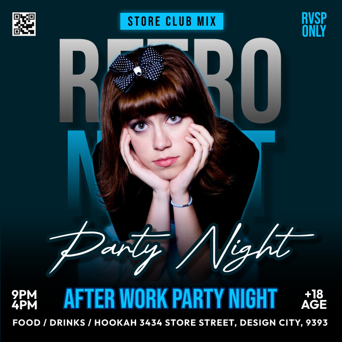 Retro Night Party Template | PosterMyWall