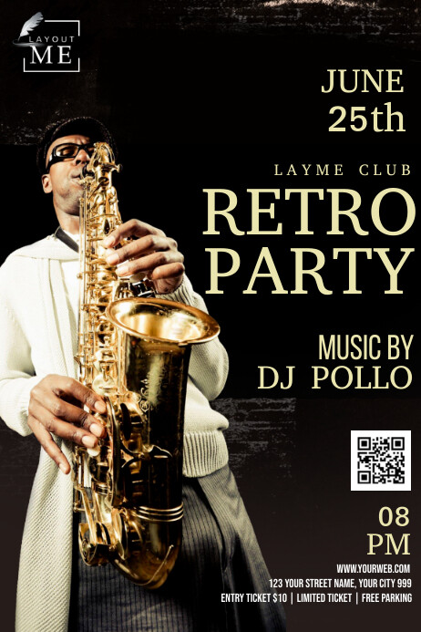 Retro Night Party Template | PosterMyWall
