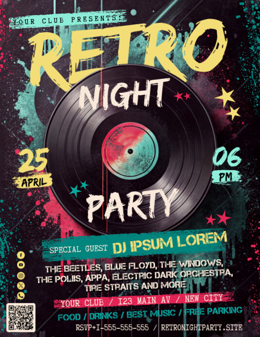 Retro Night Party Flyer Template | PosterMyWall