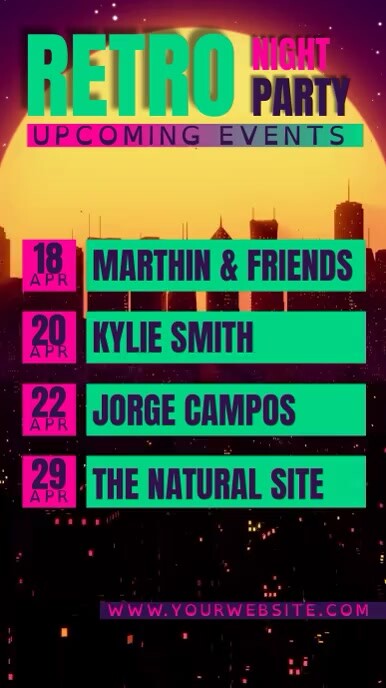 Retro Night Party Upcoming Events Template | PosterMyWall