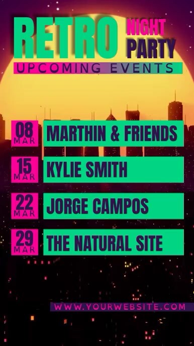 Retro Night Party Upcoming Events Template | PosterMyWall