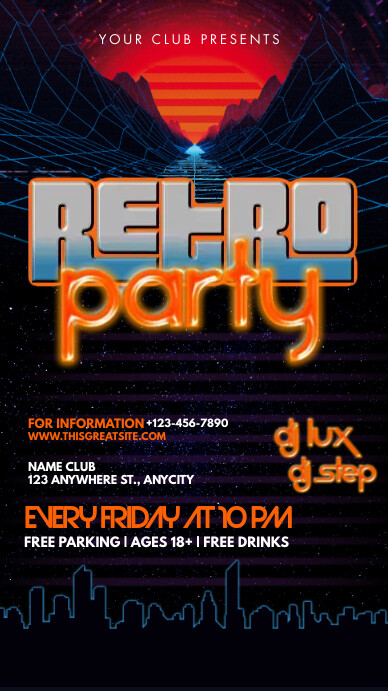 Retro Party 80's style Template | PosterMyWall