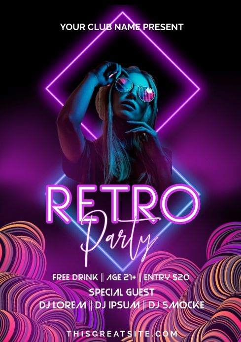Plantilla de Club de Fiesta Retro | PosterMyWall