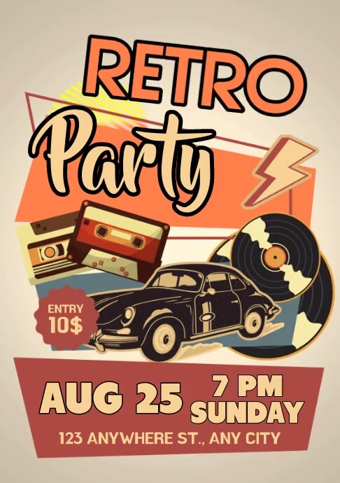 Retro Party Flyer Template | PosterMyWall