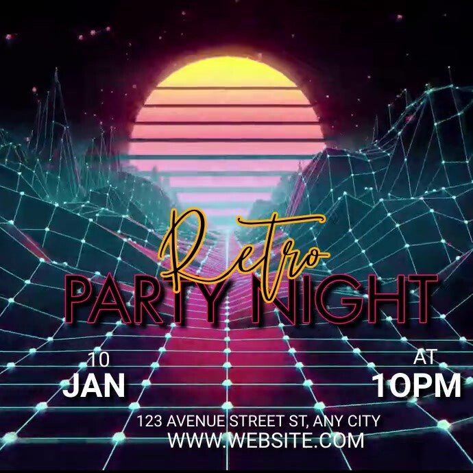 Retro party night Template | PosterMyWall