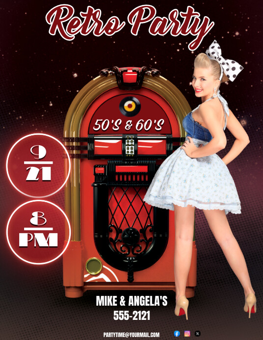 RETRO PARTY NIGHT INVITATION Template | PosterMyWall