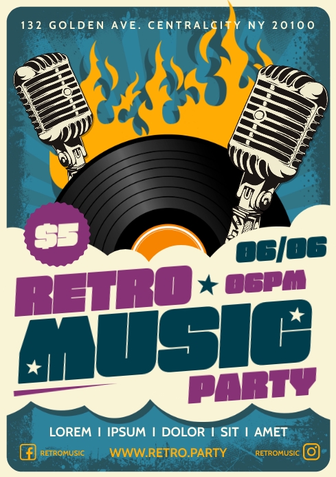Plantilla de RETRO PARTY POSTER | PosterMyWall