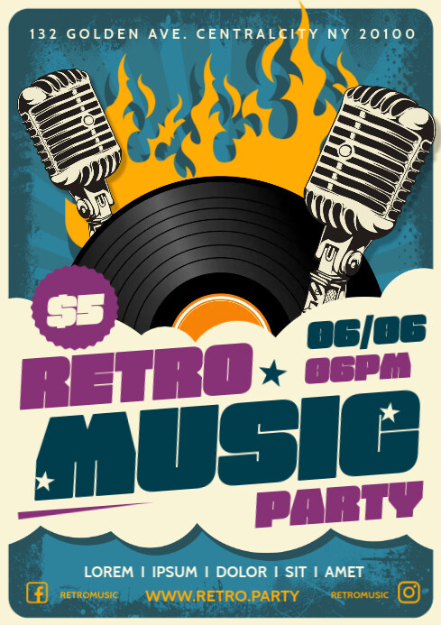 RETRO PARTY POSTER Template | PosterMyWall