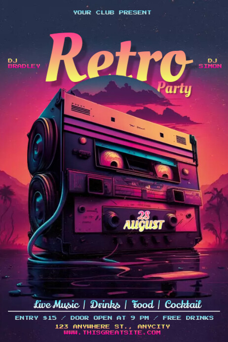 Retro Party Template | PosterMyWall