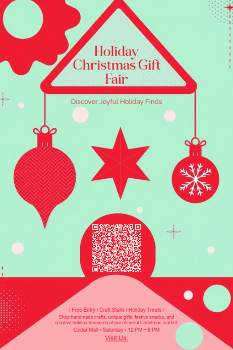 Retro Pop Christmas Gift Fair Poster Template for Holiday Markets ...