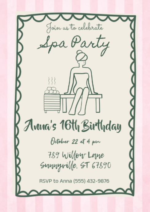 retro Spa Birthday Invitation Template | PosterMyWall