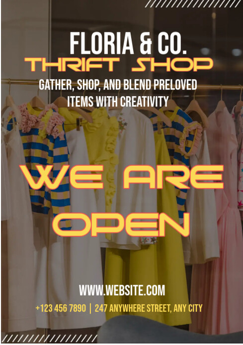 Copy of Retro we are open thrift shop | PosterMyWall