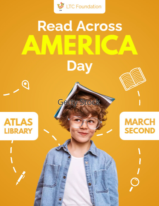 Retro Yellow Read Across America Poster Template | PosterMyWall