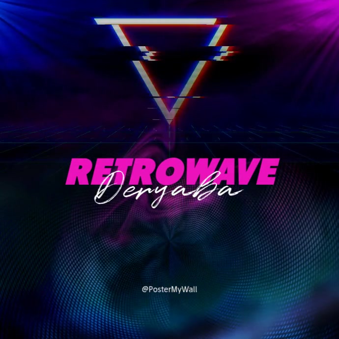 Retrowave Glitch Triangle 80's Purple Mixtape Album Cover Template ...