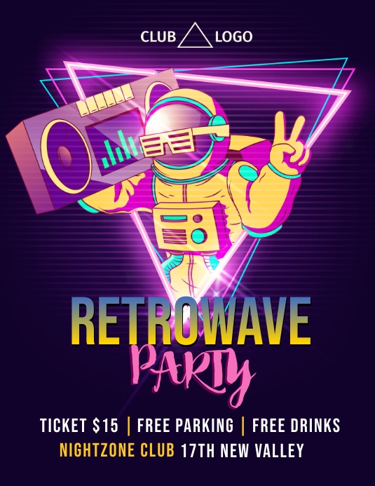Retrowave Party Template | PosterMyWall