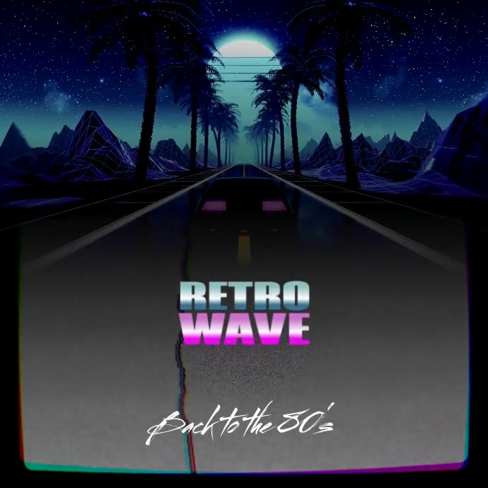 Retrowave Sunset 80's Video Album Cover Template | PosterMyWall