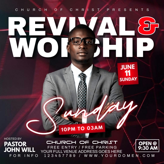 Revival & Worship sunday Template | PosterMyWall