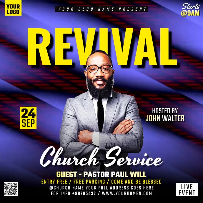 REVIVAL CHURCH SERVICE Template | PosterMyWall