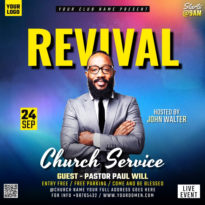 REVIVAL CHURCH SERVICE Template | PosterMyWall