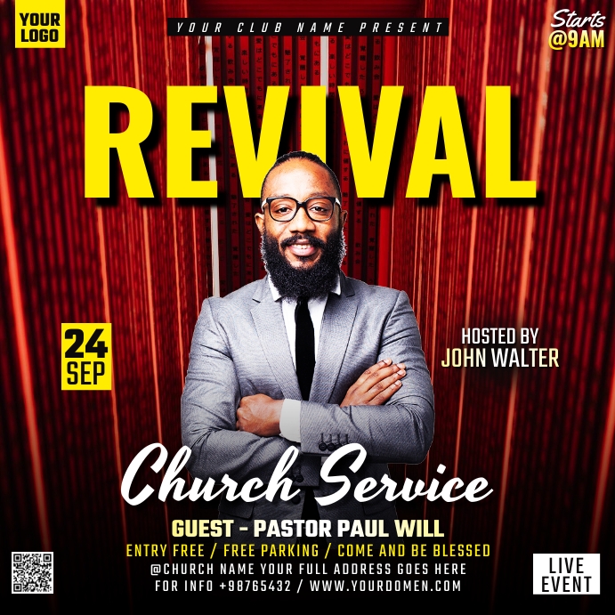 REVIVAL CHURCH SERVICE Template | PosterMyWall