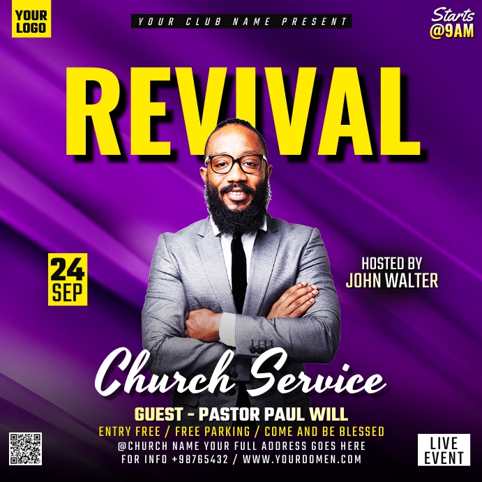 REVIVAL CHURCH SERVICE Template | PosterMyWall