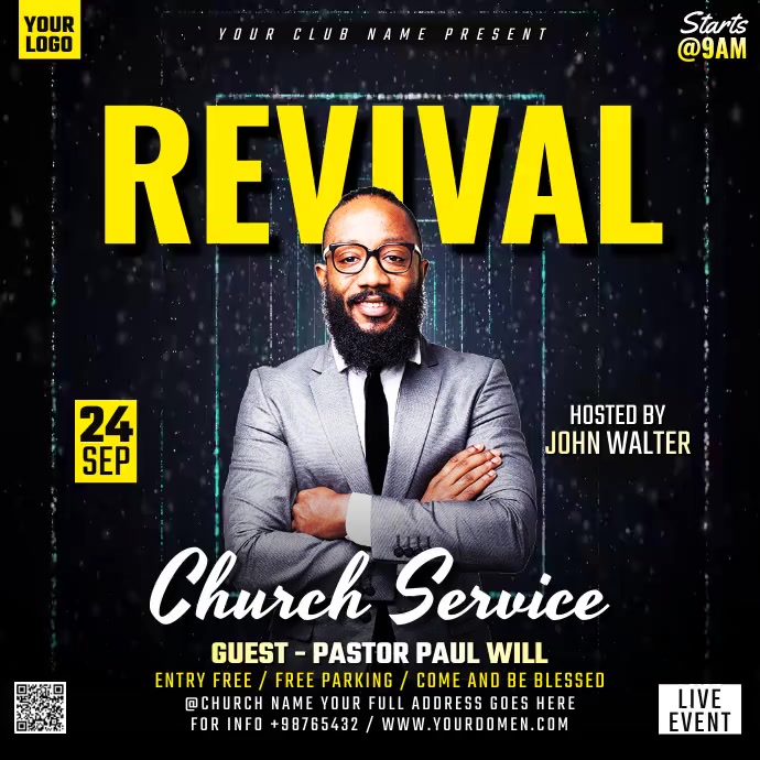 REVIVAL CHURCH SERVICE Template | PosterMyWall