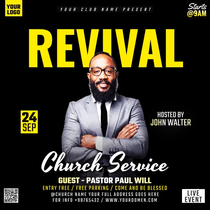 REVIVAL CHURCH SERVICE Template | PosterMyWall