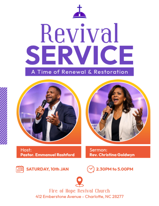 Revival Service Church Flyer Renewal Restoration Worship Event ...