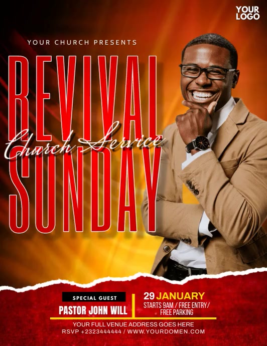 Copy of REVIVAL SUNDAY CHURCH SERVICE | PosterMyWall