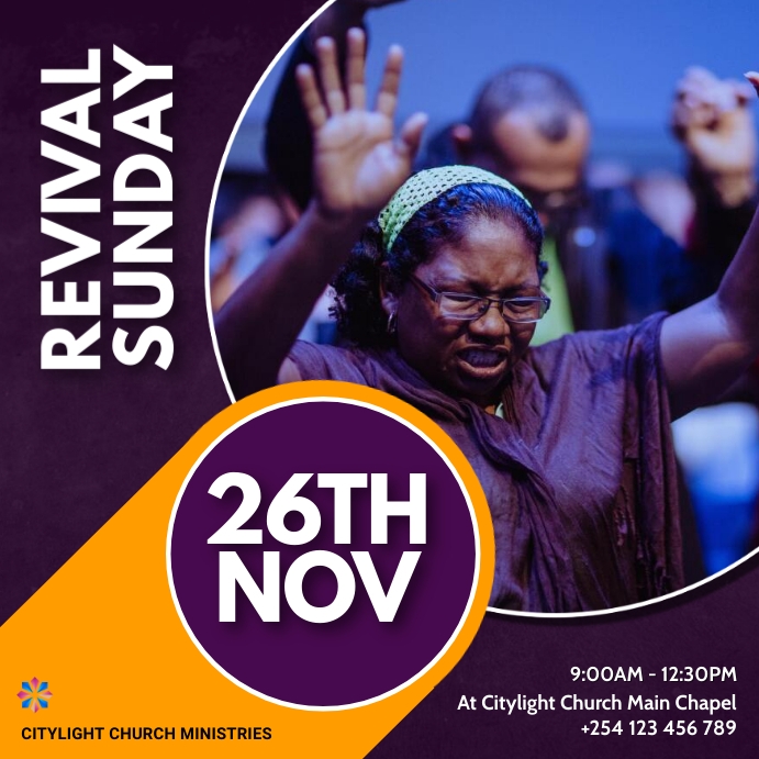 Copy of revival sunday church worship flyer template | PosterMyWall