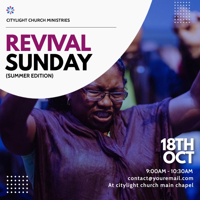 revival sunday church worship flyer template | PosterMyWall