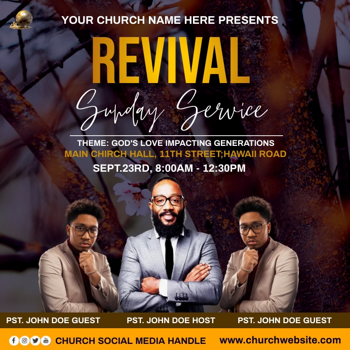 Plantilla de Servicio Dominical Avivamiento | PosterMyWall