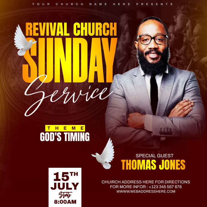 Plantilla de revival Sunday service poster | PosterMyWall