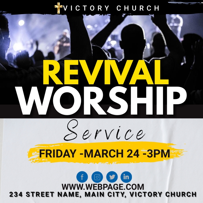 Revival worship service Template | PosterMyWall