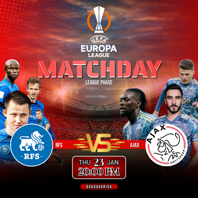 RFS VS Ajax Europa League Template | PosterMyWall