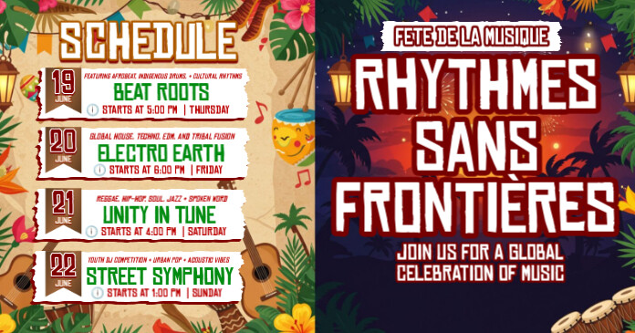 Rhythmes Sans Frontières: A Global Music Festival Template | PosterMyWall